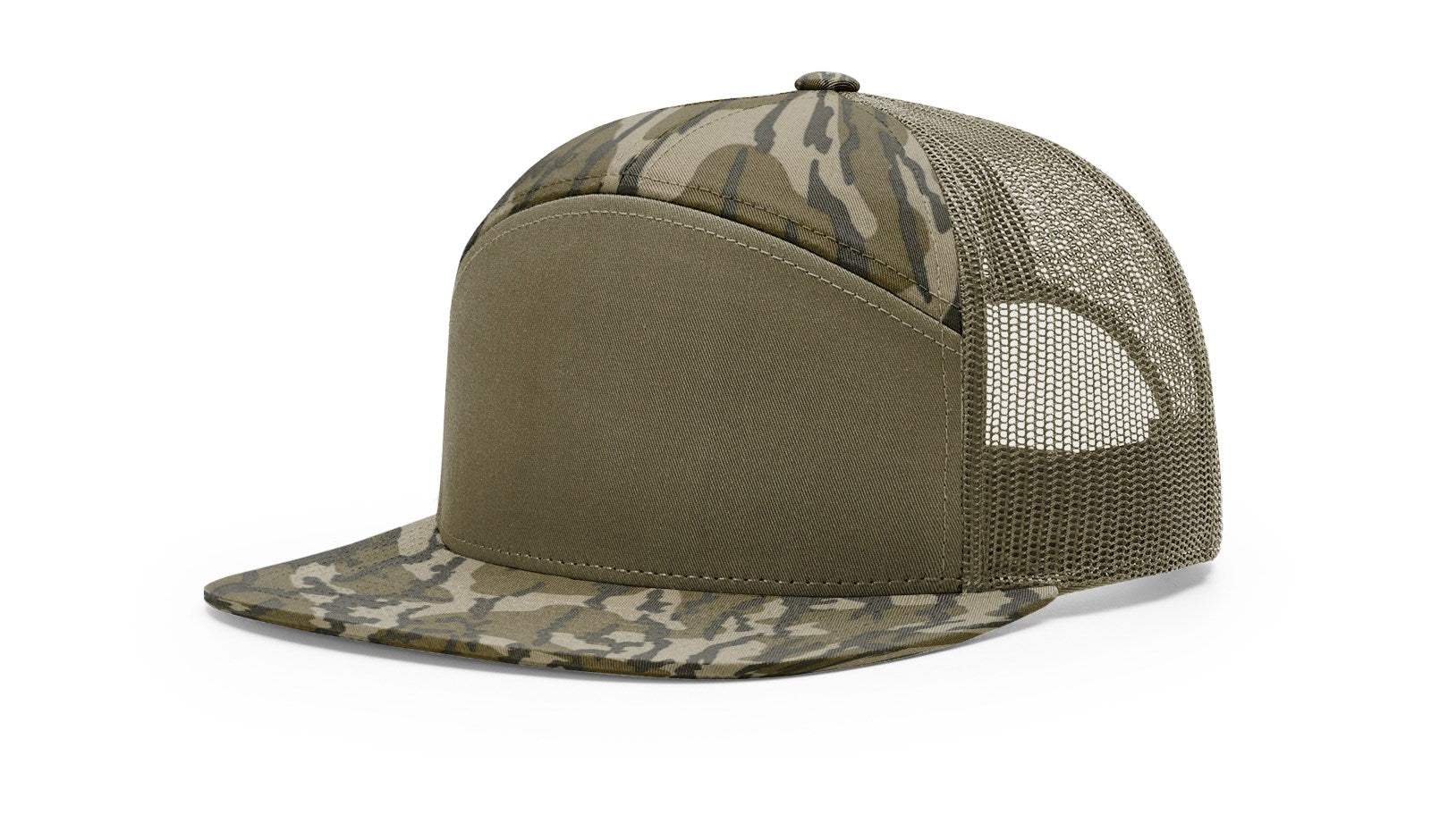 Richardson 168P Camo 7-Panel Snapback Trucker Hat - Seven-Panel Trucker ...
