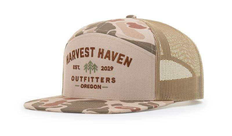 Richardson 168P Camo 7-Panel Snapback Trucker Hat - Seven-Panel Trucker ...