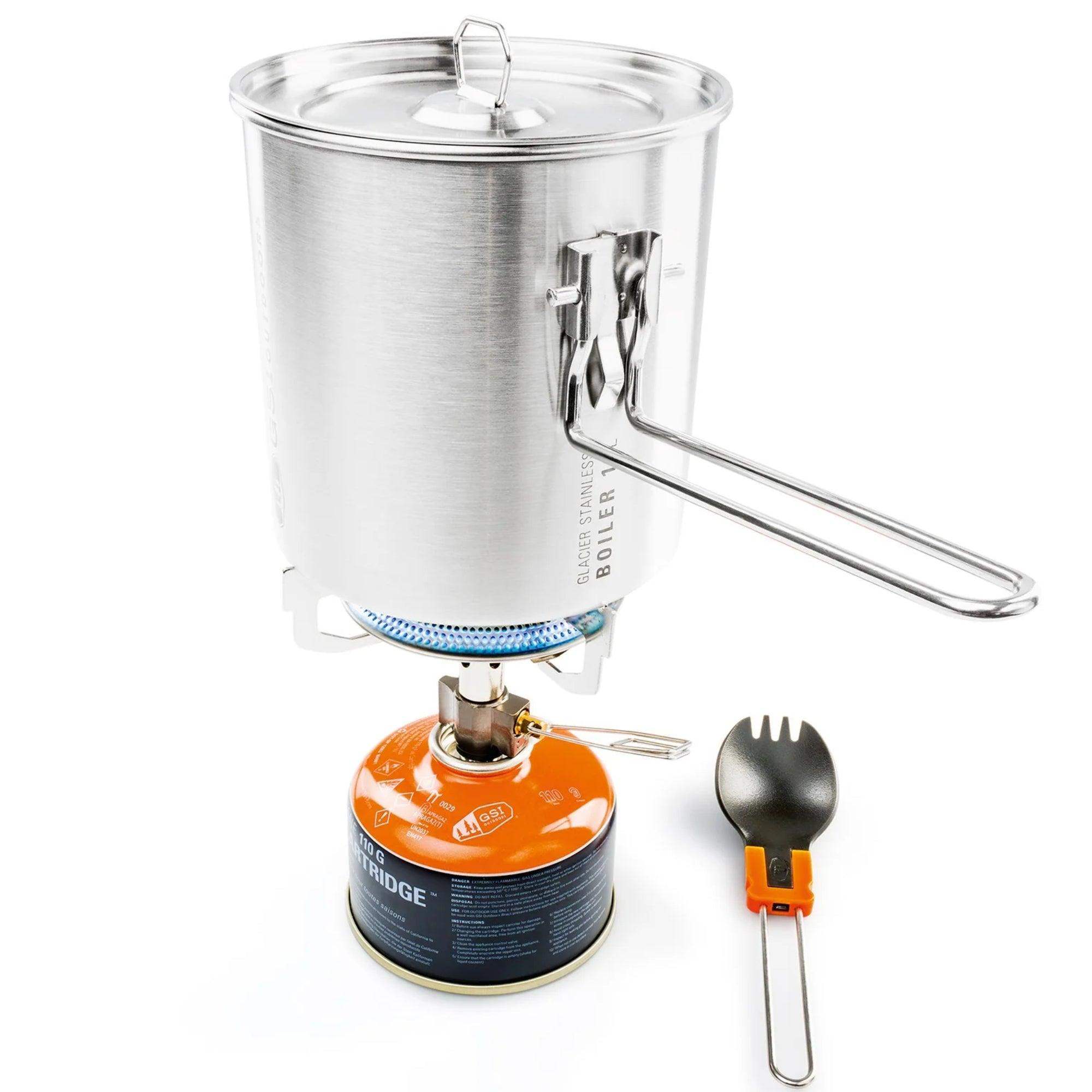 GSI Outdoors Glacier Stainless Complete Soloist Set-Up Explorer & Camp