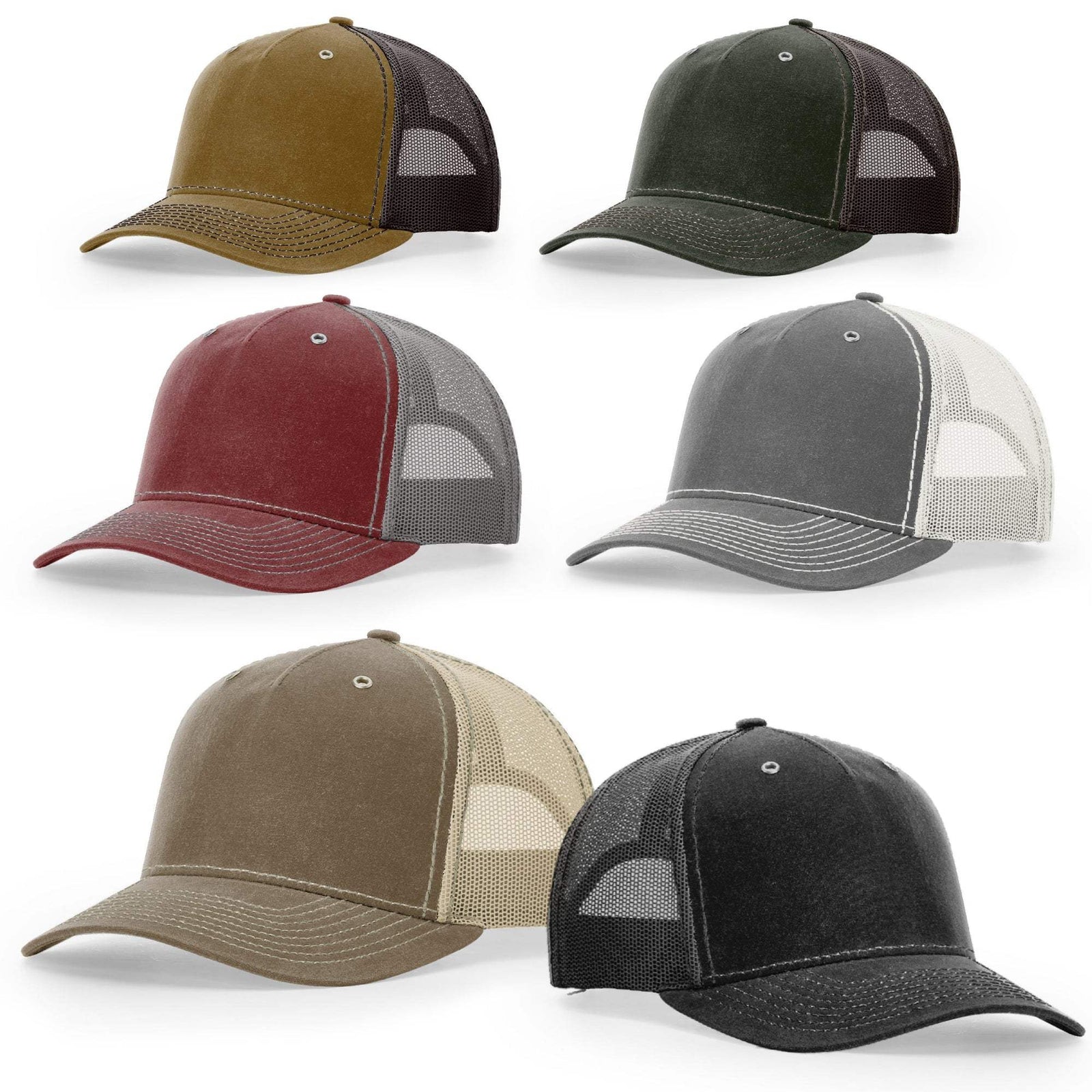 Richardson 112WH Meshback Trucker Hat Waxed Canvas Cap Hawthorne ...